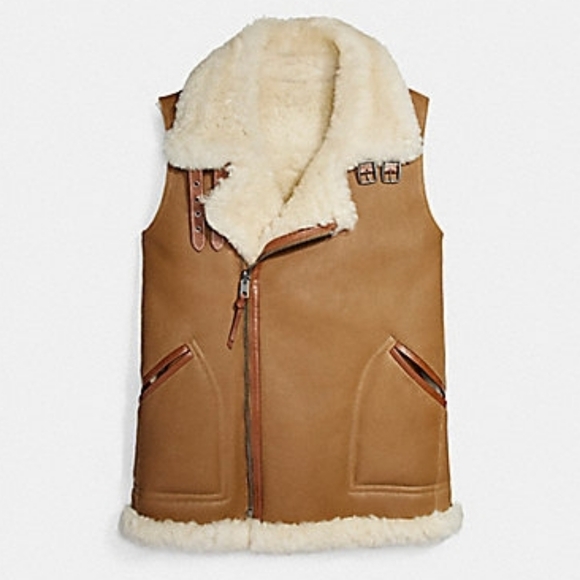 Coach | Jackets & Coats | Coach Reversible Shearling Leather Vest ...